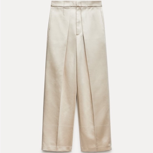 Zara | Pants & Jumpsuits | Zara Darted Satin Effect Pants Zw Collection ...